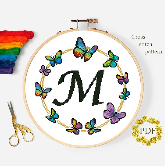 Letter M Modern Cross Stitch Pattern PDF Monogram Baby | Etsy