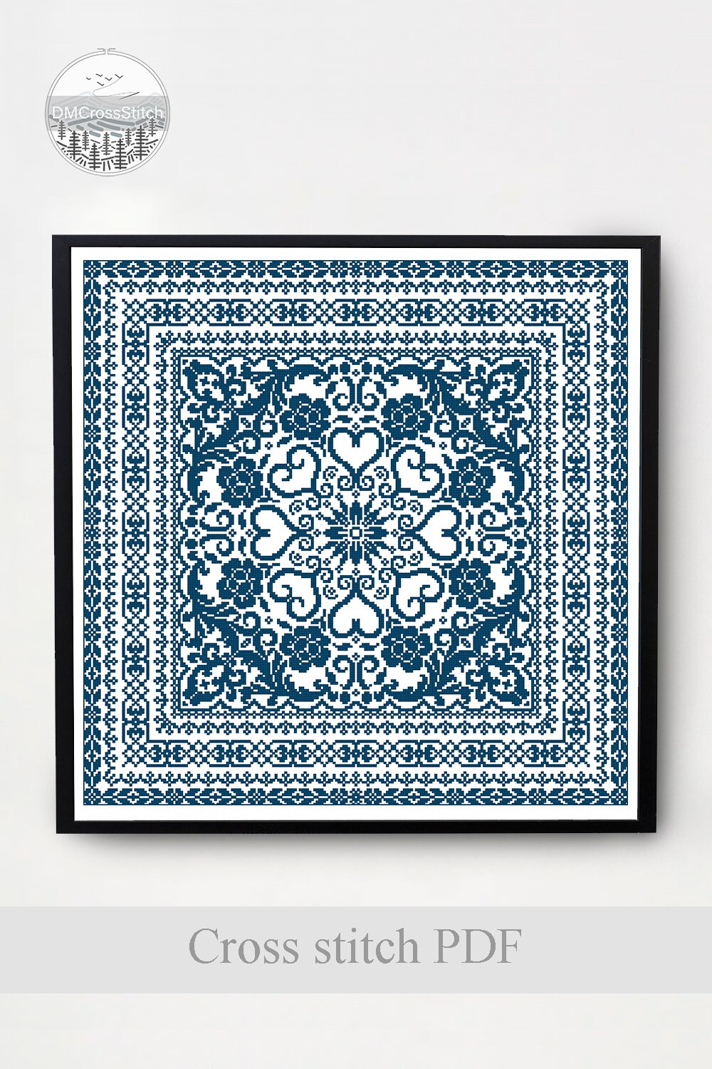 Monochromatic Sampler Cross Stitch Pattern PDF, Floral Folk Modern ...