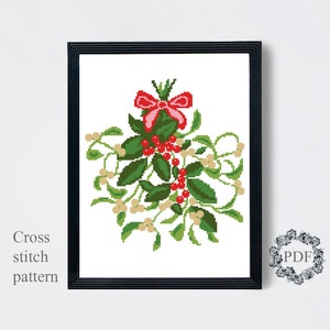 Mistletoe Kisses Modern Cross Stitch Pattern PDF, Christmas Counted ...