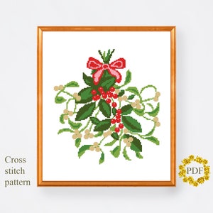 Mistletoe Kisses Modern Cross Stitch Pattern PDF, Christmas Counted ...