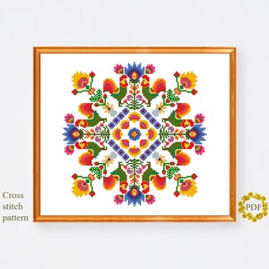 Polish Folk Art Modern Cross Stitch Pattern, Flowers Counted Cross ...