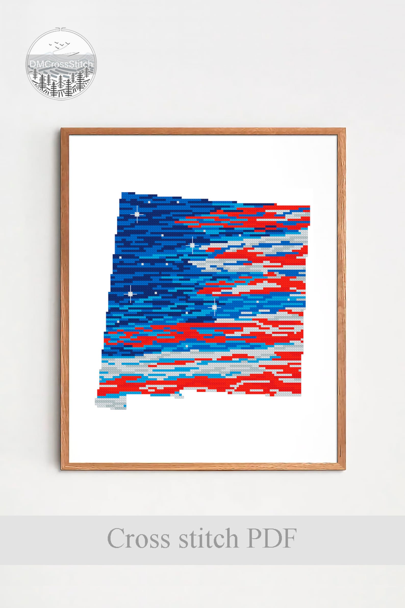 New Mexico State Map Modern Cross Stitch Pattern PDF Flag | Etsy