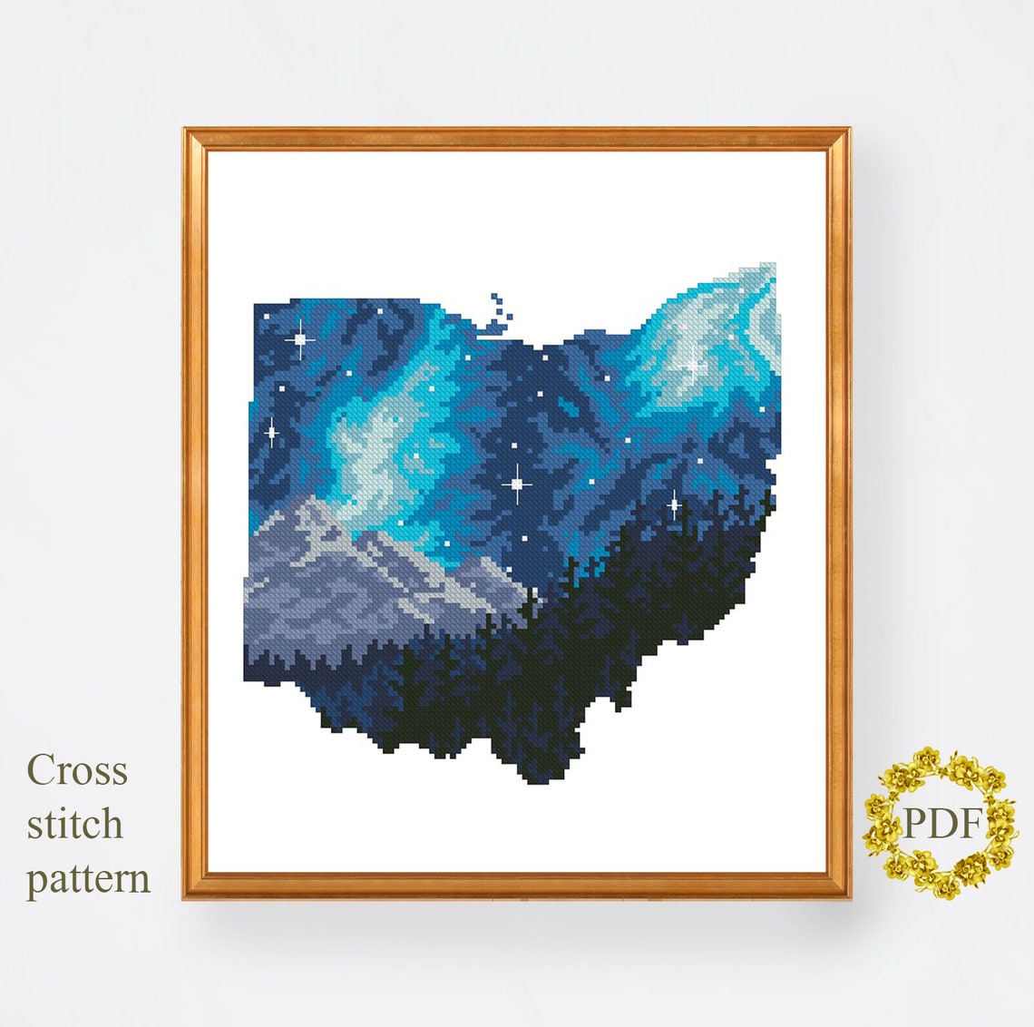 Ohio State Map Modern Cross Stitch Pattern PDF Landscape - Etsy