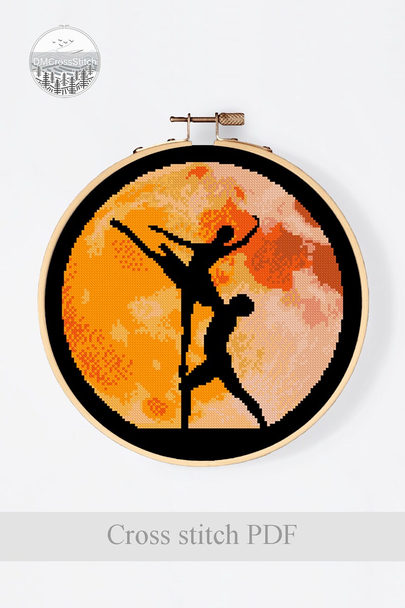 Ballet Cross Stitch Pattern Modern PDF Moon Counted Cross | Etsy