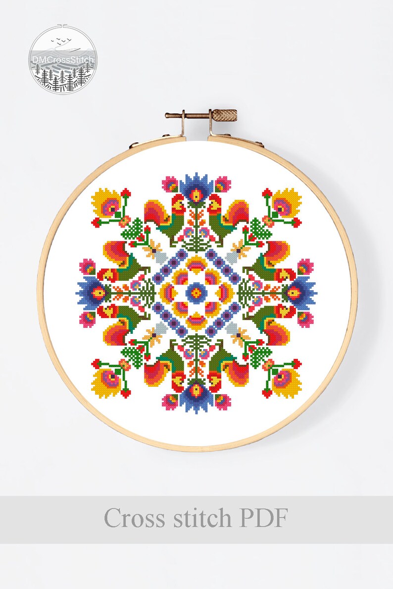 Polish Folk Art Modern Cross Stitch Pattern, Flowers Counted Cross ...