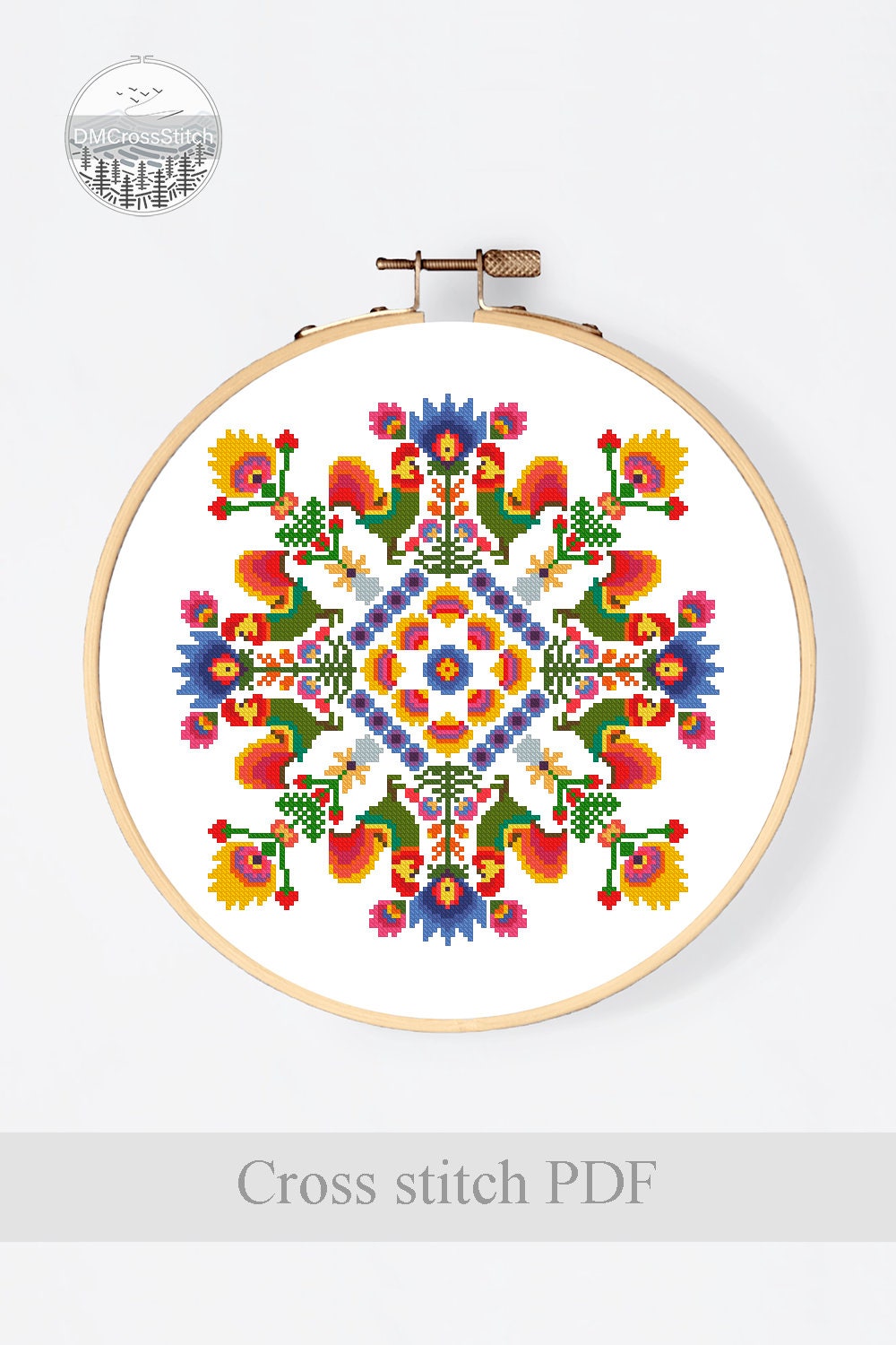 Polish Folk Art Modern Cross Stitch Pattern, Flowers Counted Cross ...