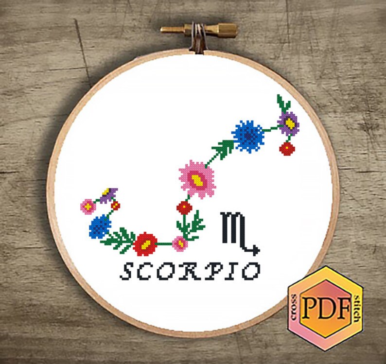 Scorpio Modern Cross Stitch Pattern PDF Zodiac Sign Counted - Etsy