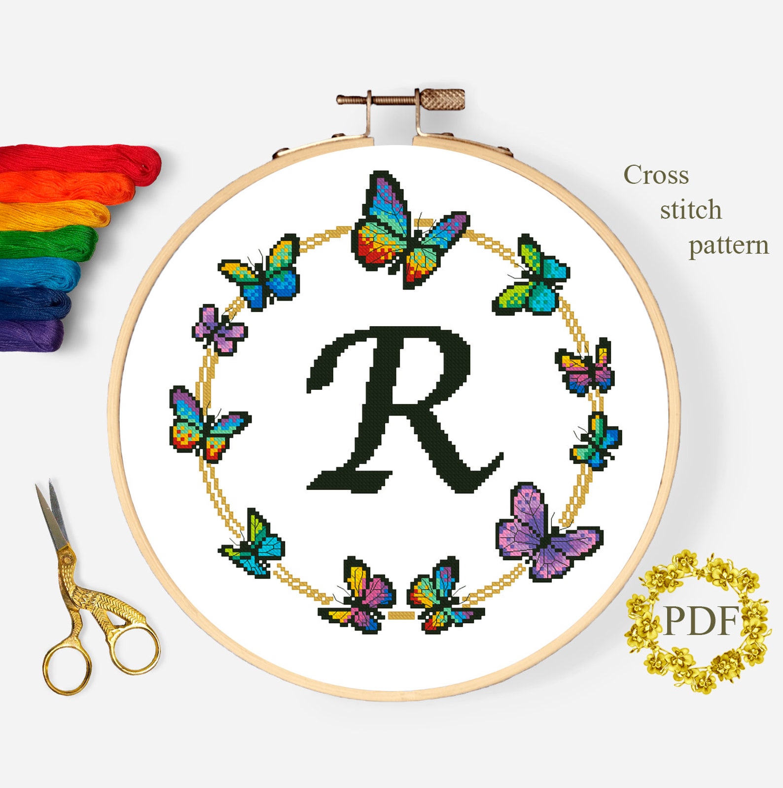 Letter R Modern Cross Stitch Pattern PDF Monogram Baby - Etsy
