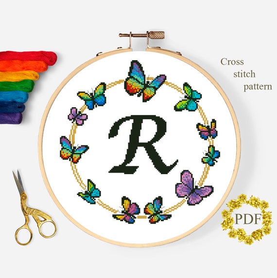 Letter R Modern Cross Stitch Pattern PDF Monogram Baby - Etsy