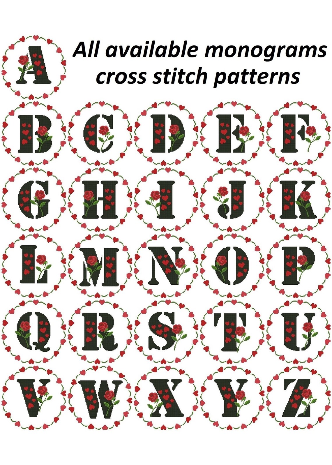 Letter L Modern Cross Stitch Pattern PDF Monogram Floral - Etsy