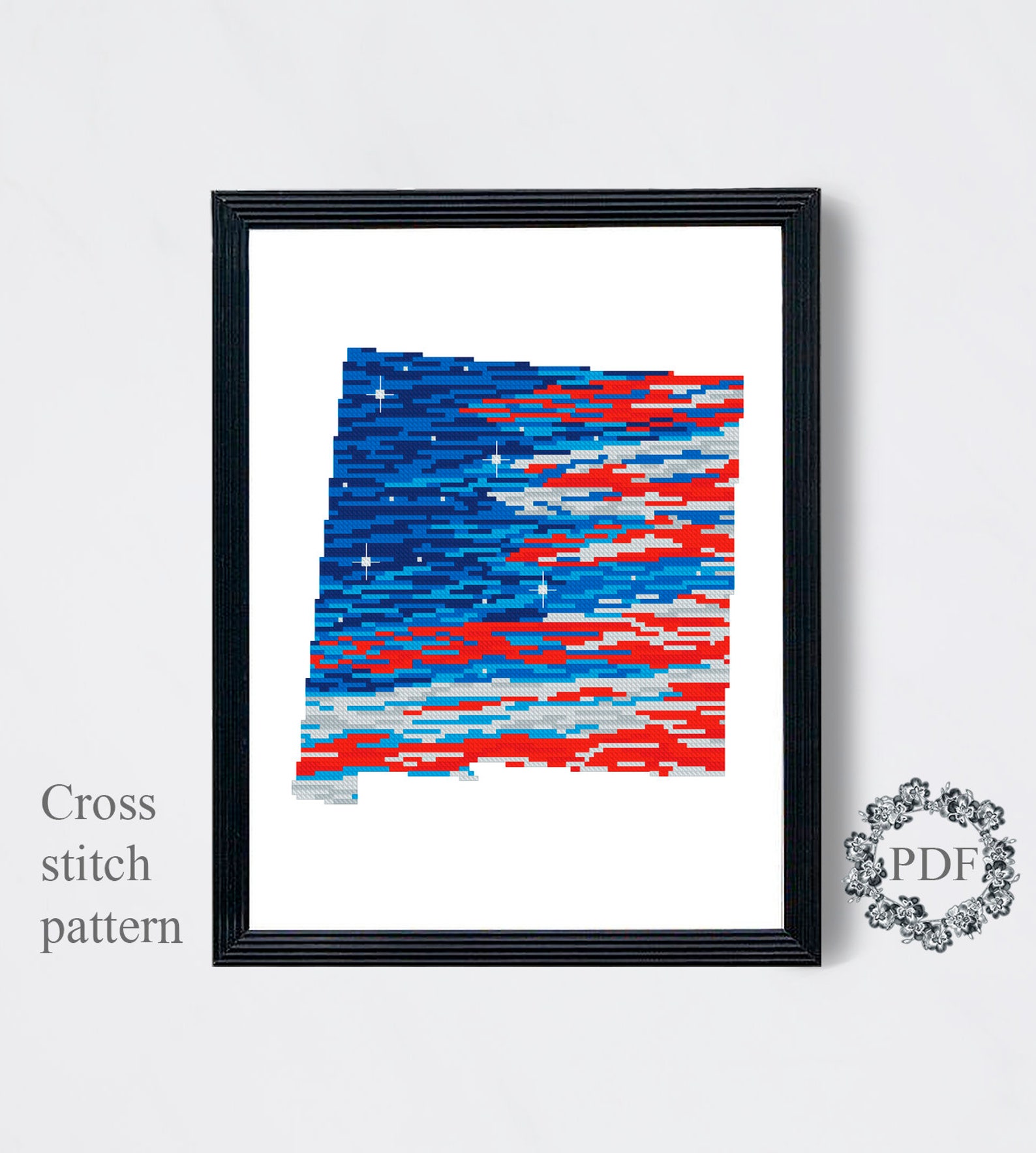 New Mexico State Map Modern Cross Stitch Pattern PDF Flag - Etsy