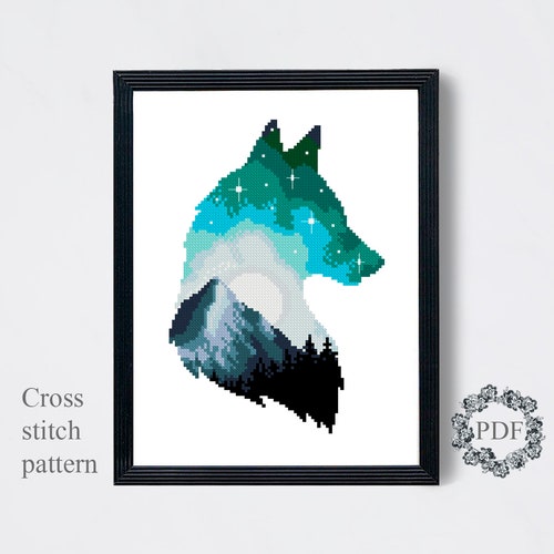 Wolf Cross Stitch Pattern 4 Instant PDF Download Wolf - Etsy