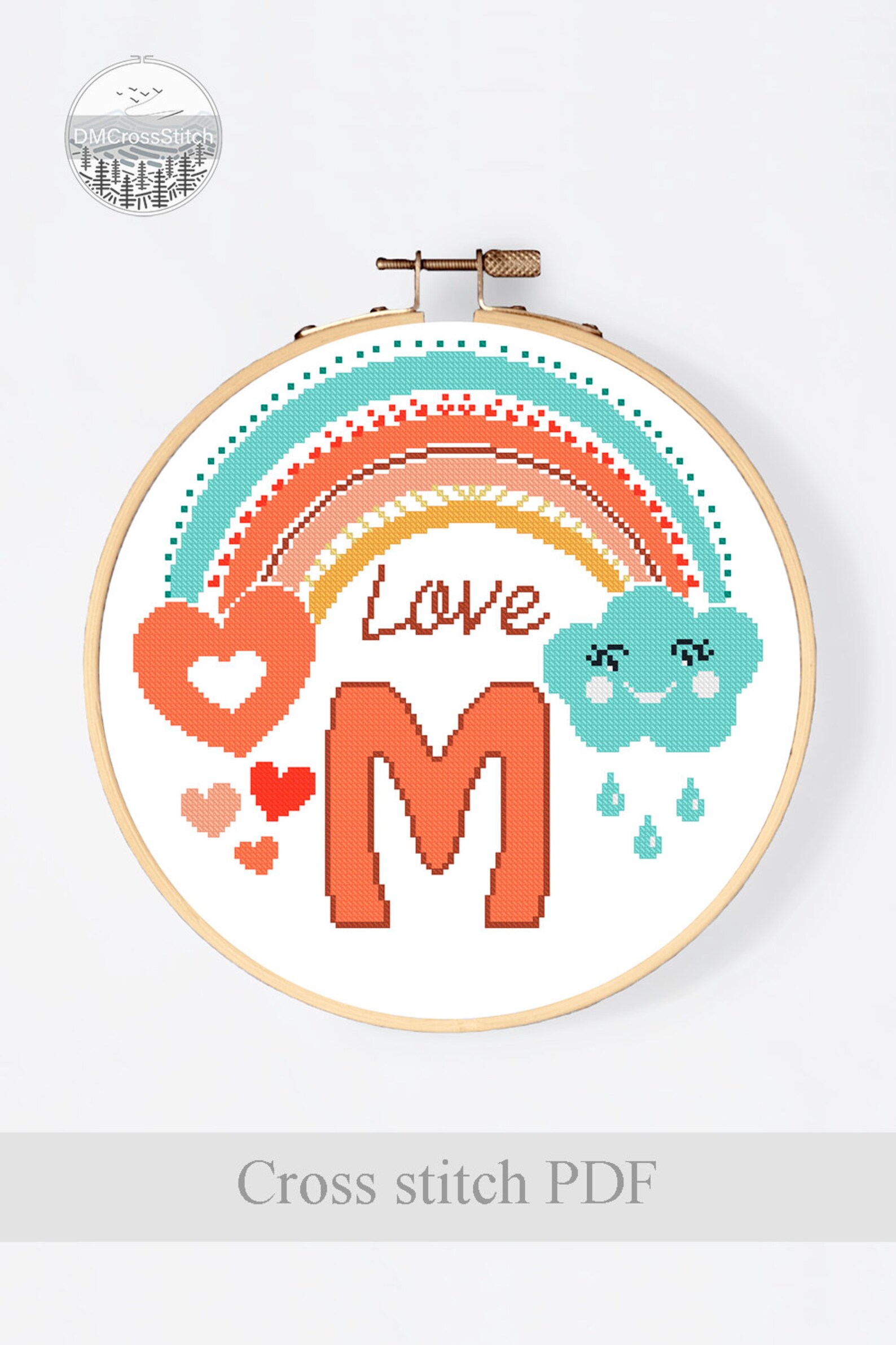 Letter M Modern Cross Stitch Pattern PDF, Monogram Baby Counted Cross ...