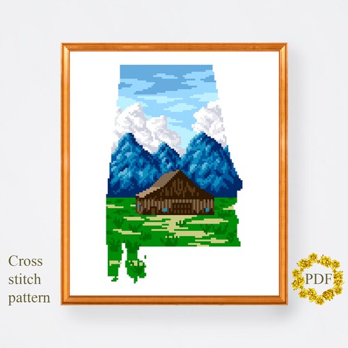 Iowa State Map Modern Cross Stitch Pattern PDF Landscape - Etsy