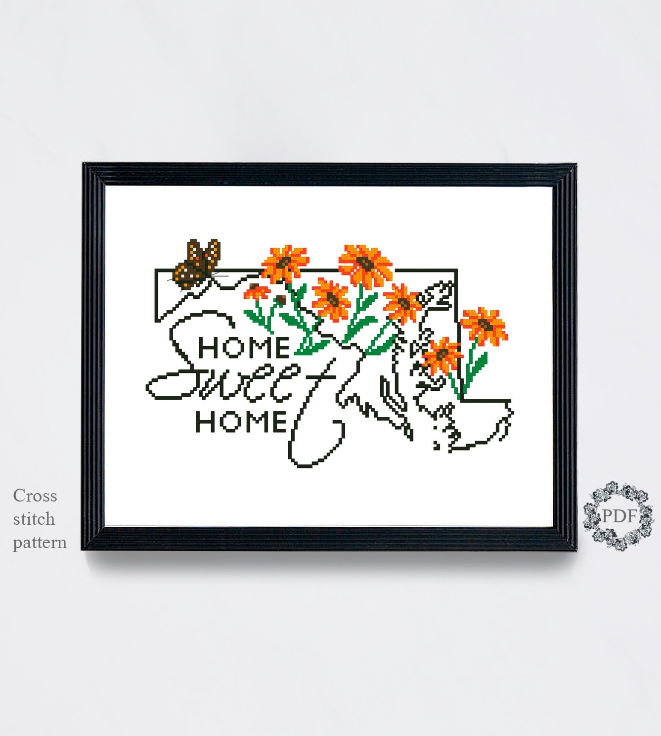 Maryland State Flower Modern Cross Stitch Pattern PDF, USA Map Floral ...