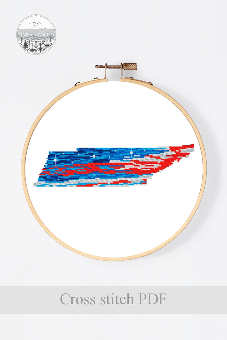 Tennessee State Modern Cross Stitch Pattern PDF, USA Map Counted Cross ...
