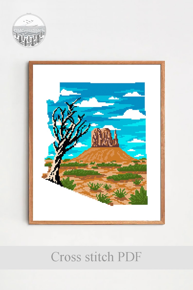 Arizona State Map Modern Cross Stitch Pattern PDF Landscape | Etsy