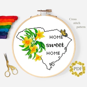South Carolina State Modern Cross Stitch Pattern PDF, Map Counted Cross ...