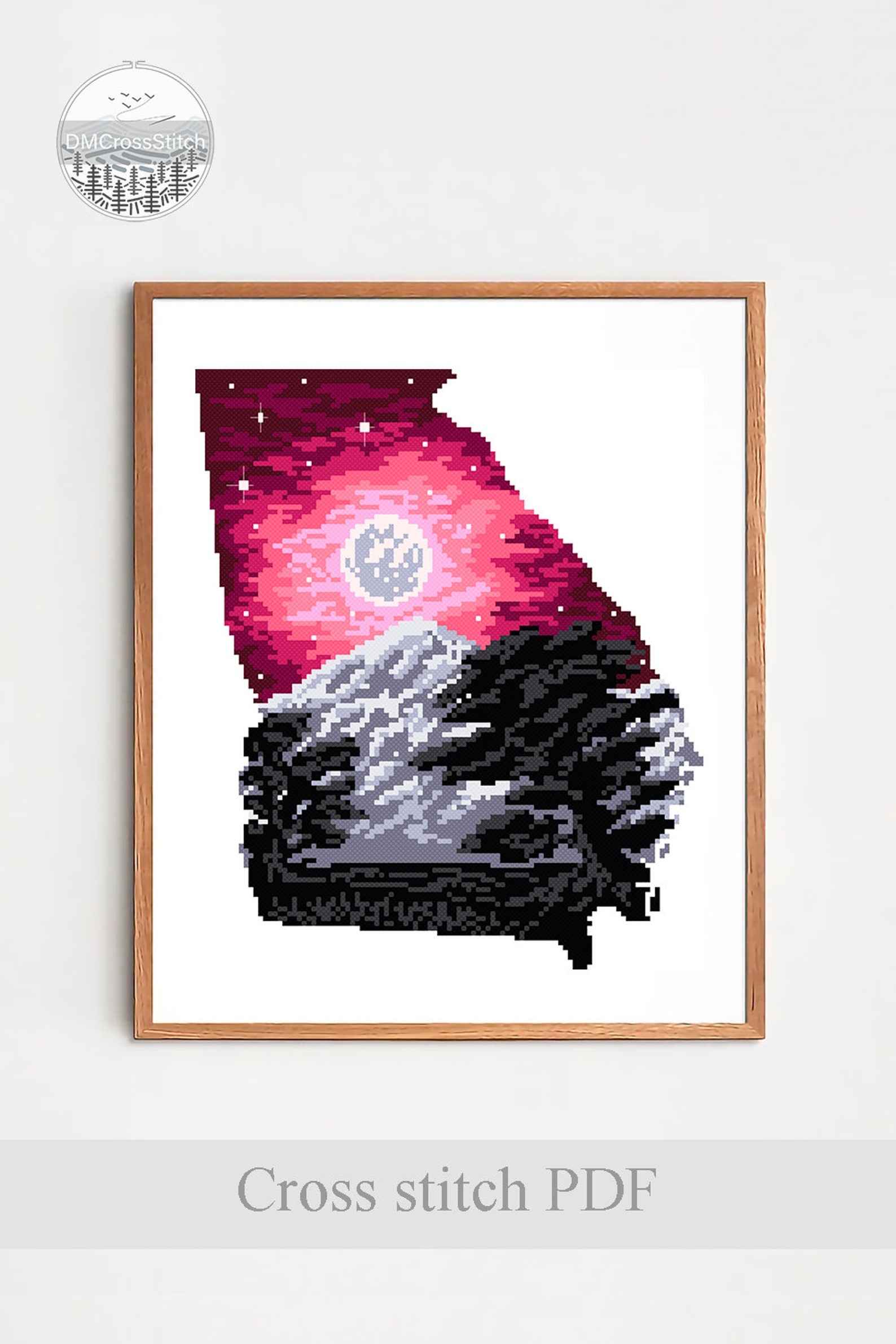 Georgia State Map Modern Cross Stitch Pattern PDF, Mountain Landscape ...