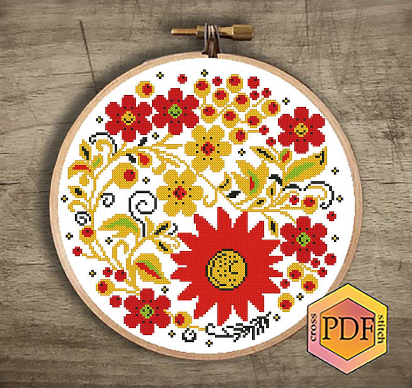 Folk Art Modern Cross Stitch Pattern Flowers Counted Cross | Etsy