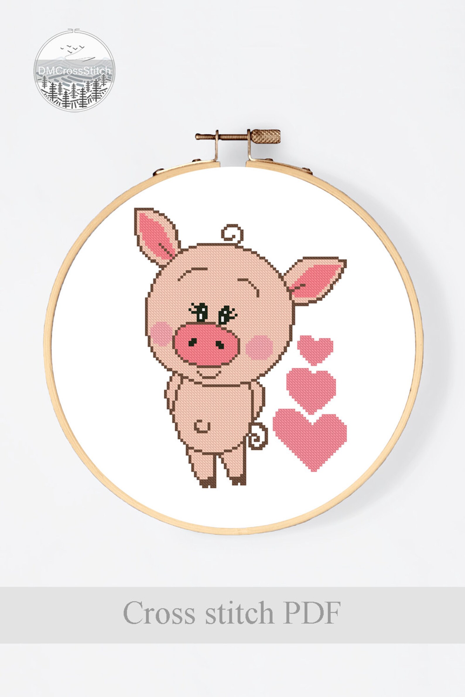 Cute Pig Modern Cross Stitch Pattern PDF Animal Counted Cross | Etsy