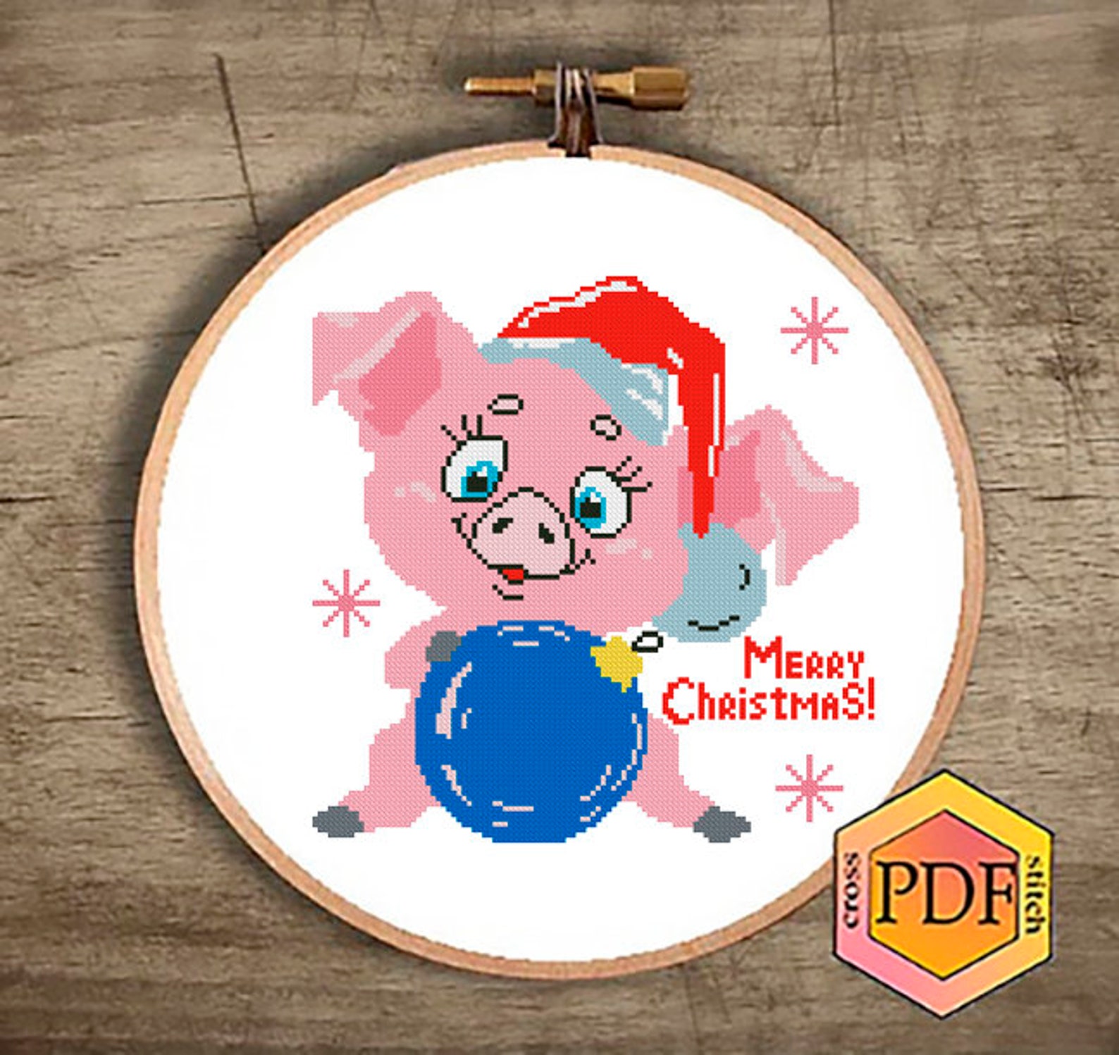 Christmas Pig Modern Cross Stitch Pattern PDF Animal Counted - Etsy