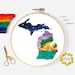 Michigan State Modern Cross Stitch Pattern PDF, Landscape Map Counted ...