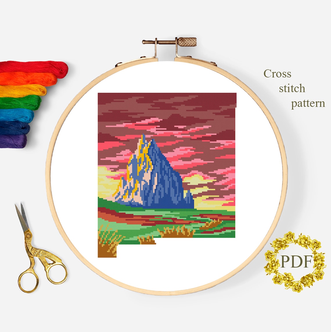 New Mexico State Map Modern Cross Stitch Pattern PDF - Etsy
