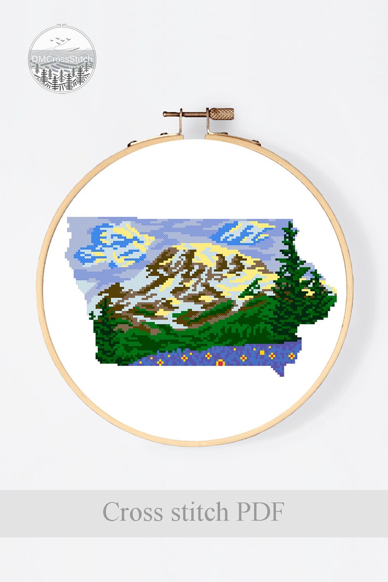 Iowa State Map Modern Cross Stitch Pattern PDF Landscape - Etsy