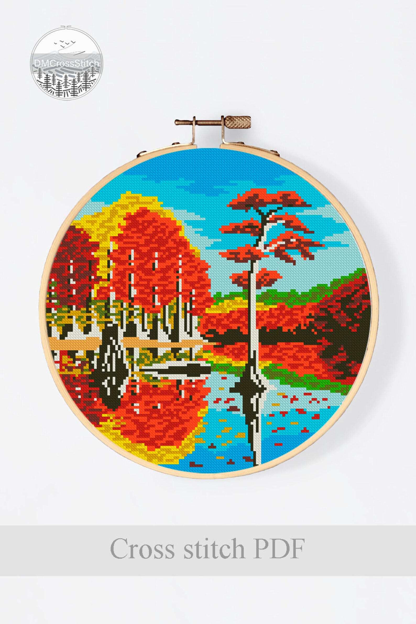 Louisiana State Modern Cross Stitch Pattern PDF, Landscape Autumn ...