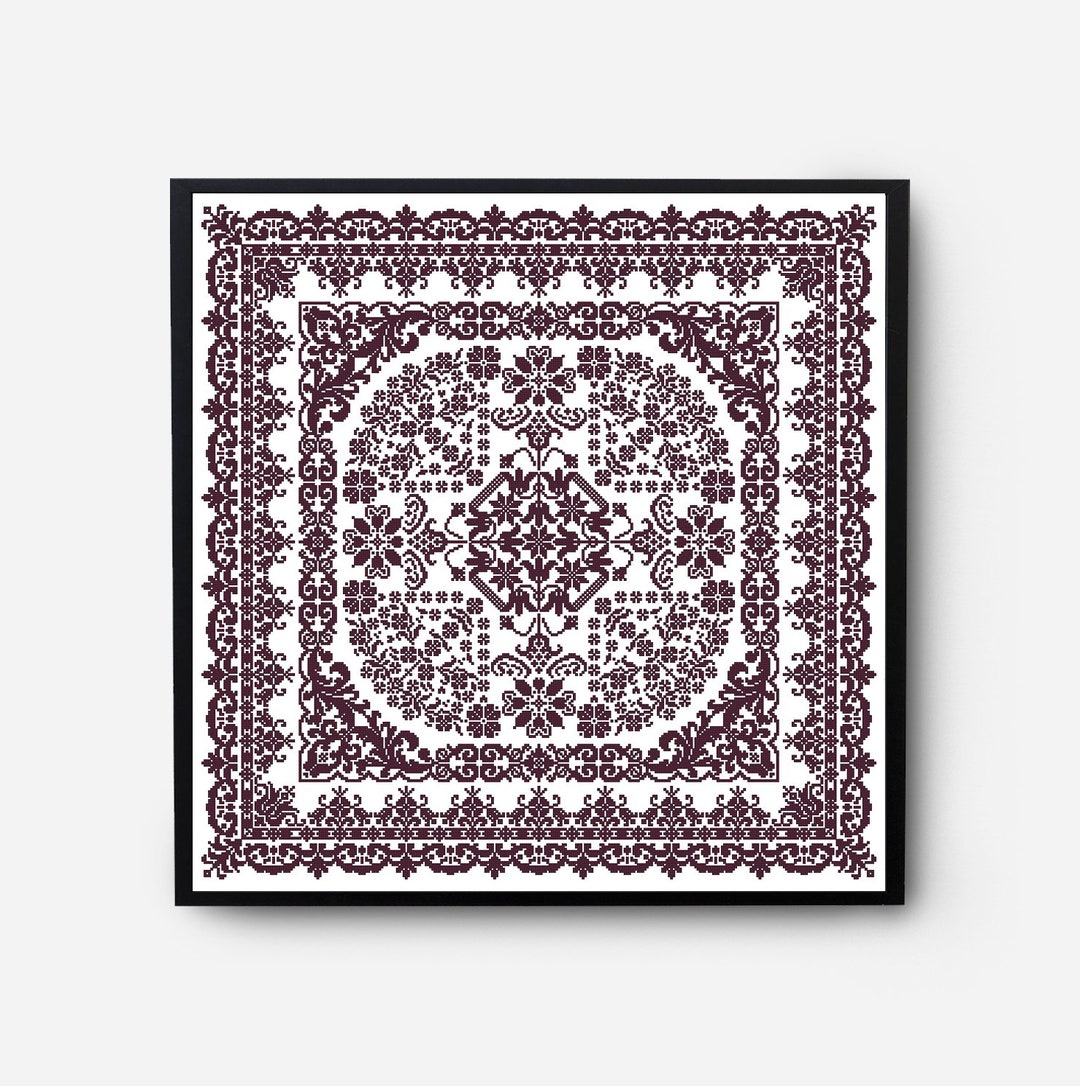 Monochromatic Sampler Cross Stitch Pattern PDF, Floral Folk Modern ...
