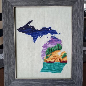 Michigan State Modern Cross Stitch Pattern PDF, Landscape Map Counted ...