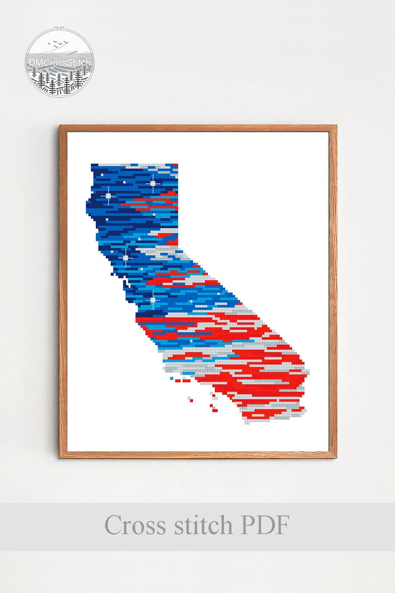 California State Map Modern Cross Stitch Pattern PDF Flag - Etsy