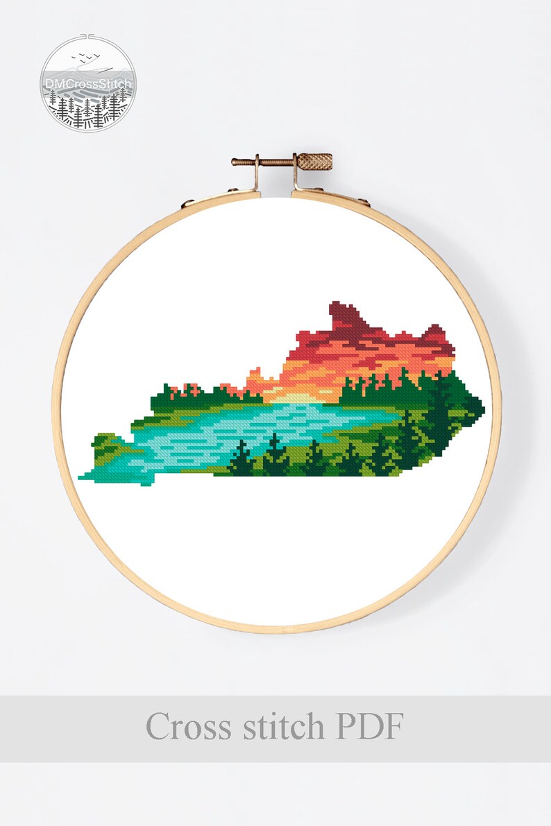 Kentucky State Modern Cross Stitch Pattern PDF Map USA | Etsy