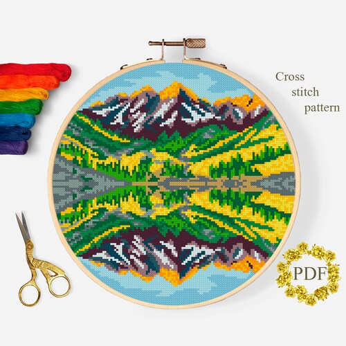 Alaska State Modern Cross Stitch Pattern PDF Landscape USA - Etsy