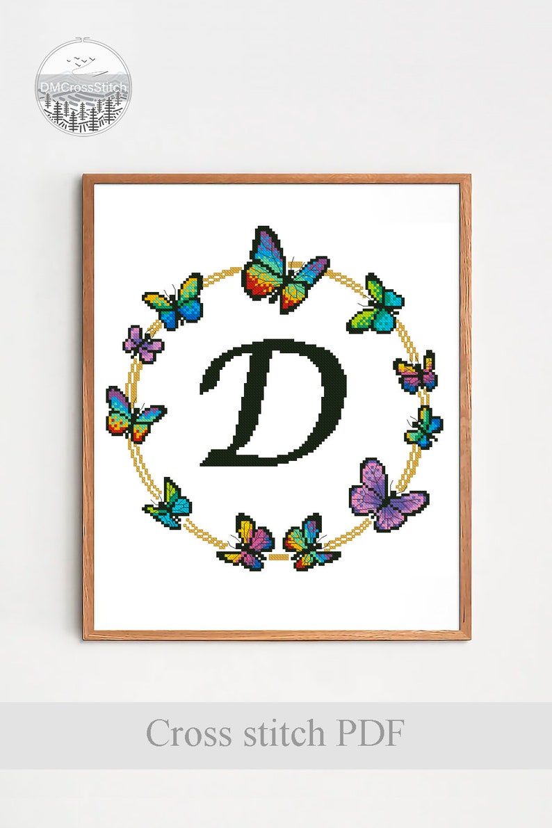 Letter D Modern Cross Stitch Pattern PDF Monogram Cross | Etsy