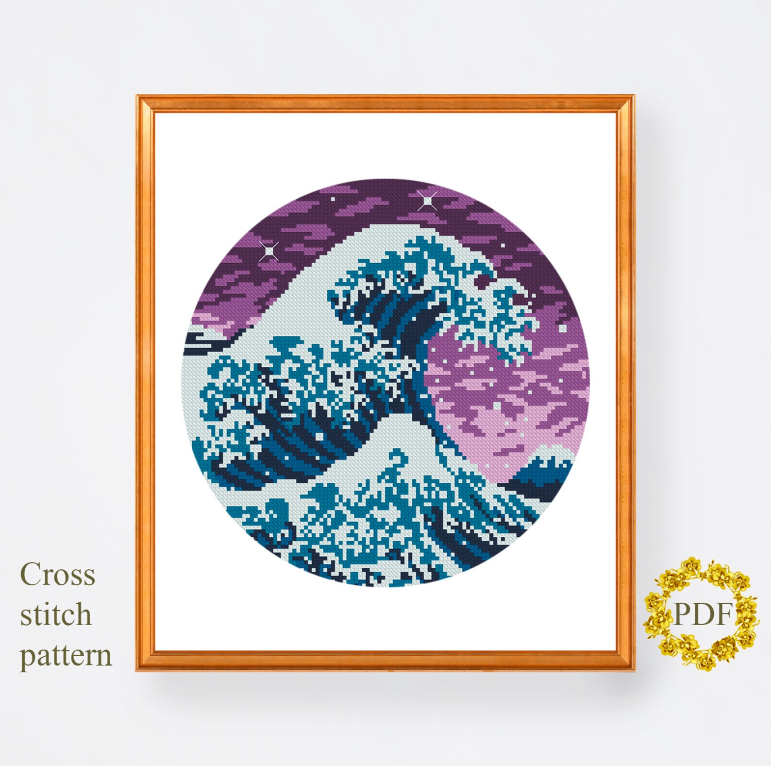 Waves Modern Cross Stitch Pattern PDF Sea Landscape Counted | Etsy