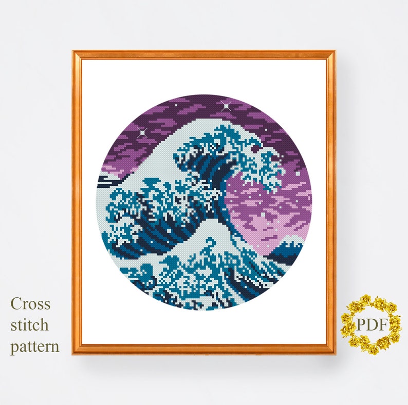 Waves Modern Cross Stitch Pattern PDF, Sea Landscape Counted Cross ...