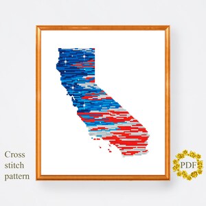 California State Map Modern Cross Stitch Pattern PDF, Flag America ...