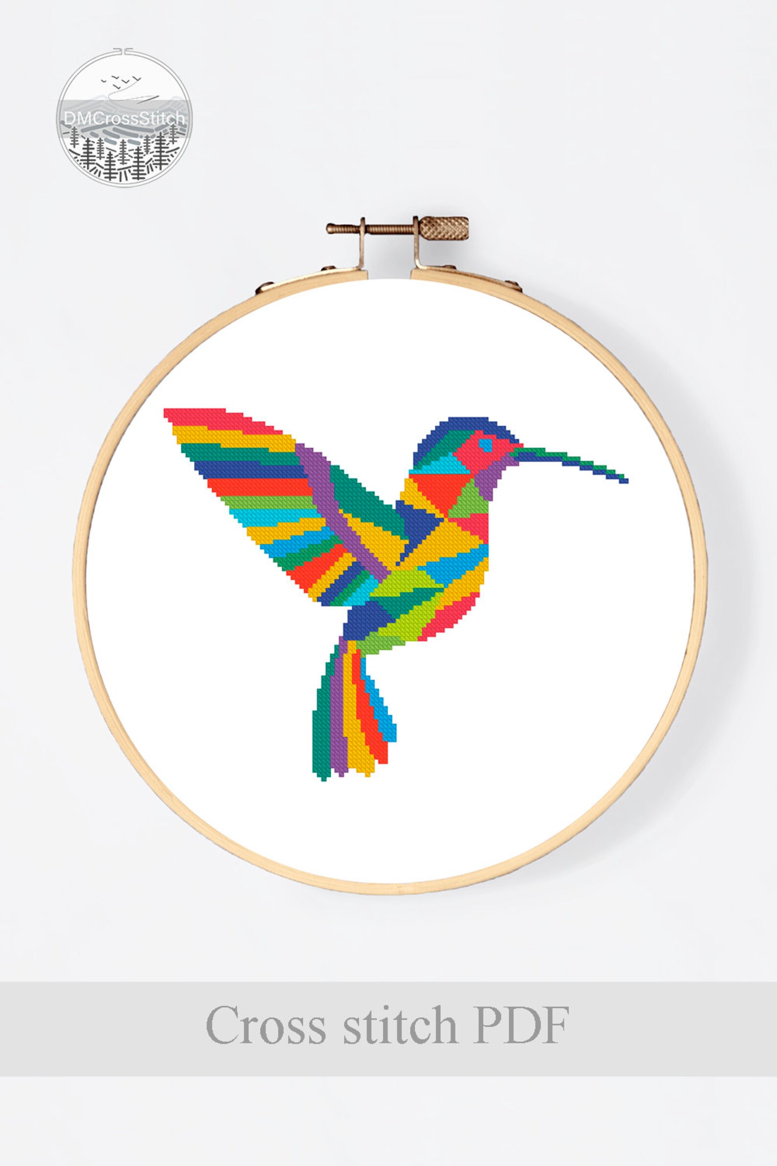 Hummingbird Modern Cross Stitch Pattern PDF, Bird Counted Cross Stitch ...