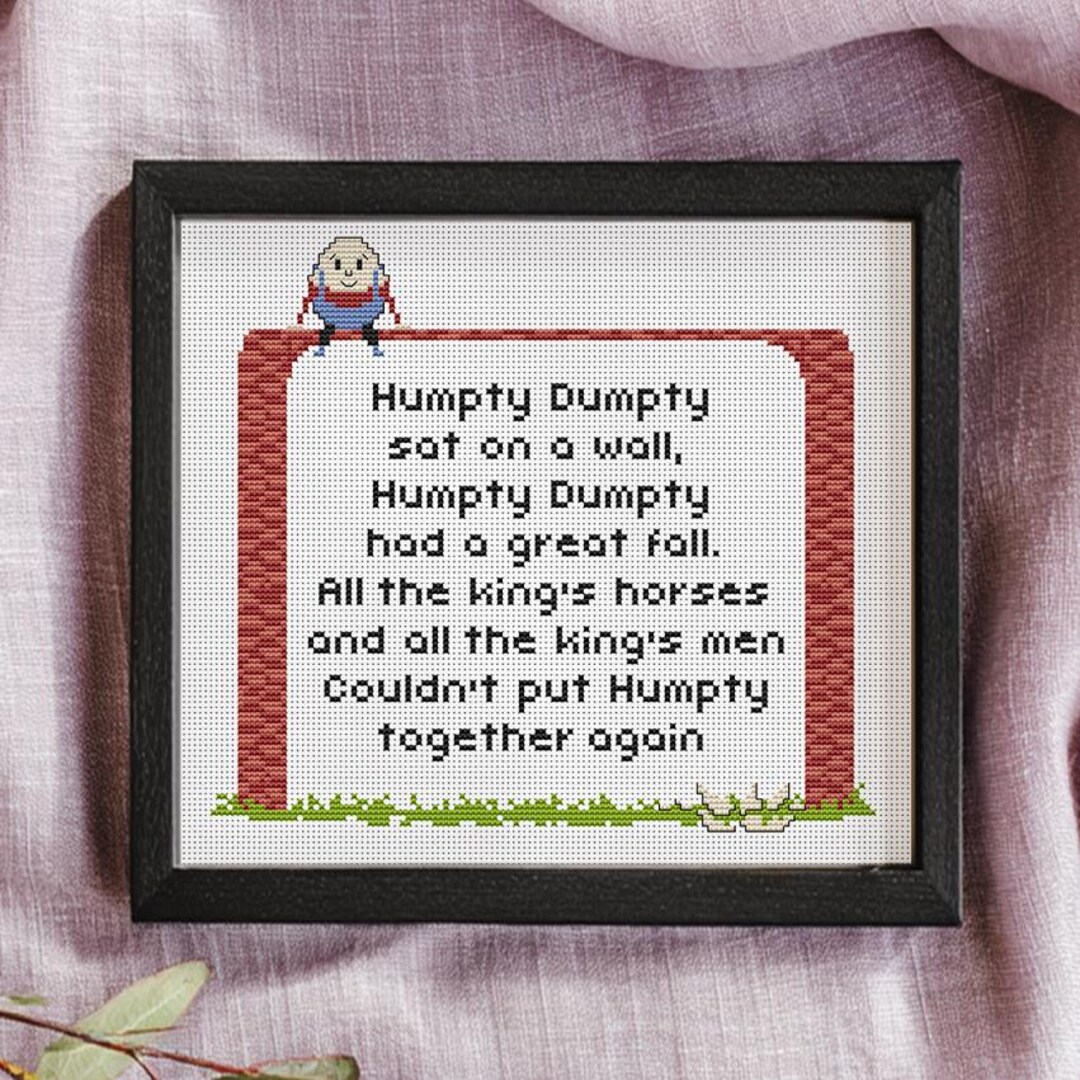Nursery Rhyme Cross Stitch Pattern PDF Humpty Dumpty Sat on a Wall ...