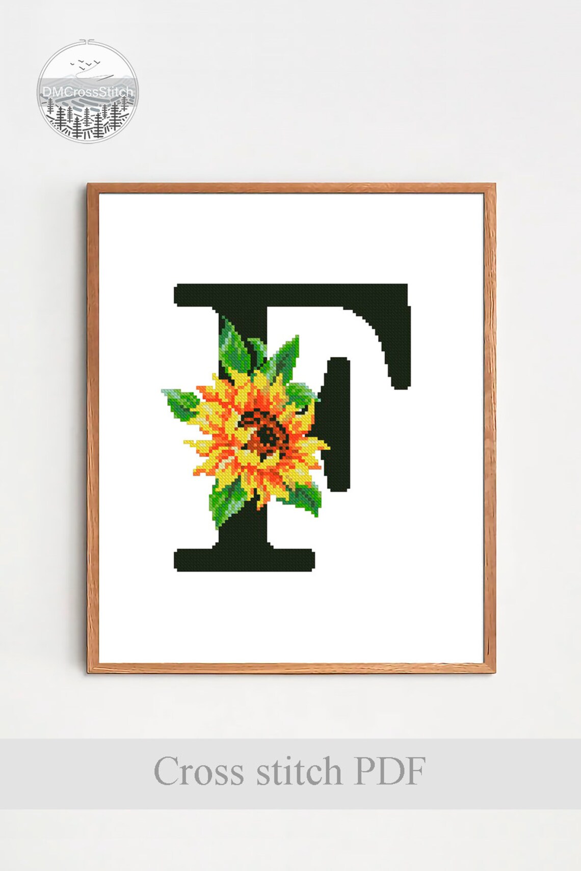 Letter F Modern Cross Stitch Pattern PDF Monogram Floral - Etsy
