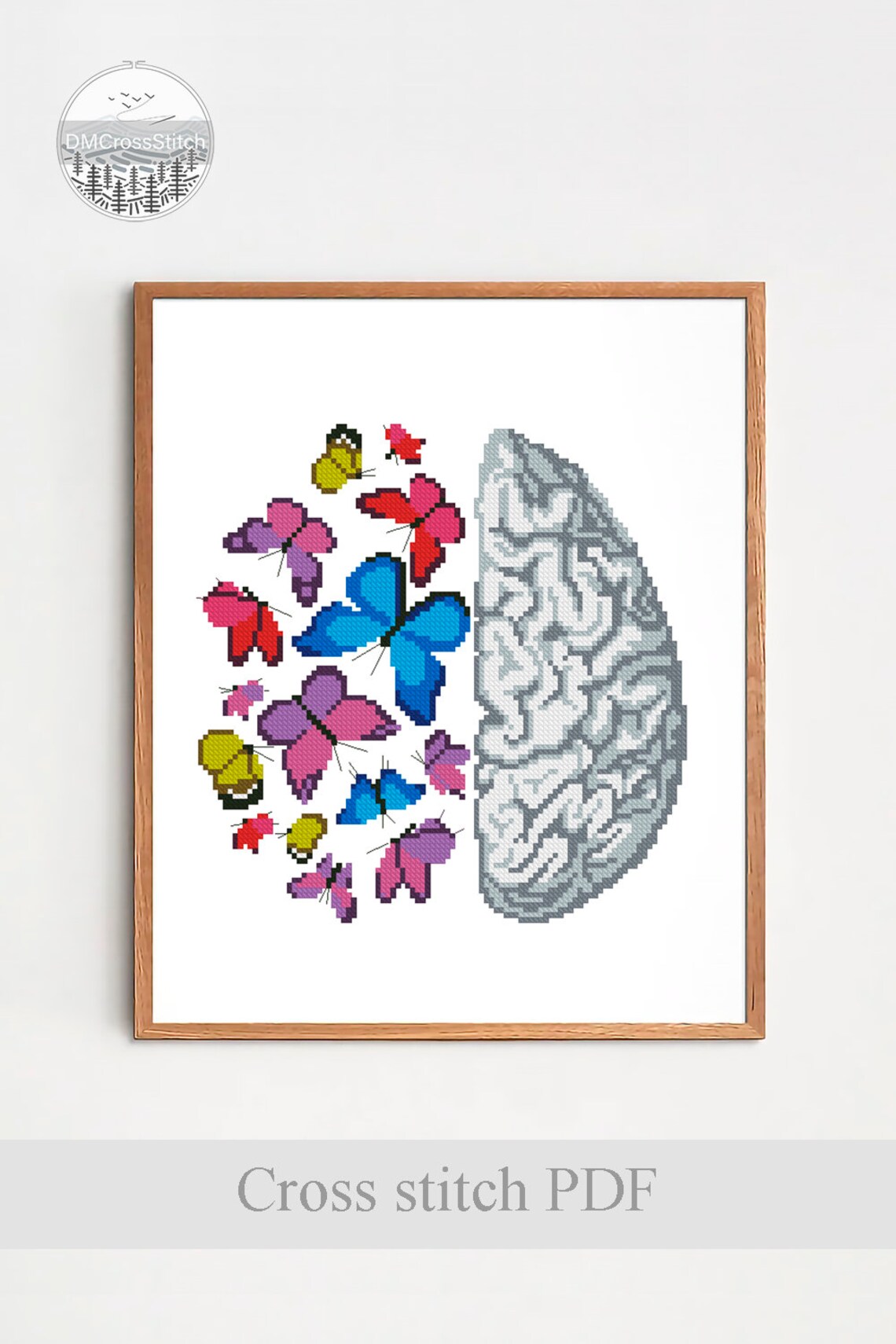 Human Brain Modern Cross Stitch Pattern PDF Anatomy Counted - Etsy