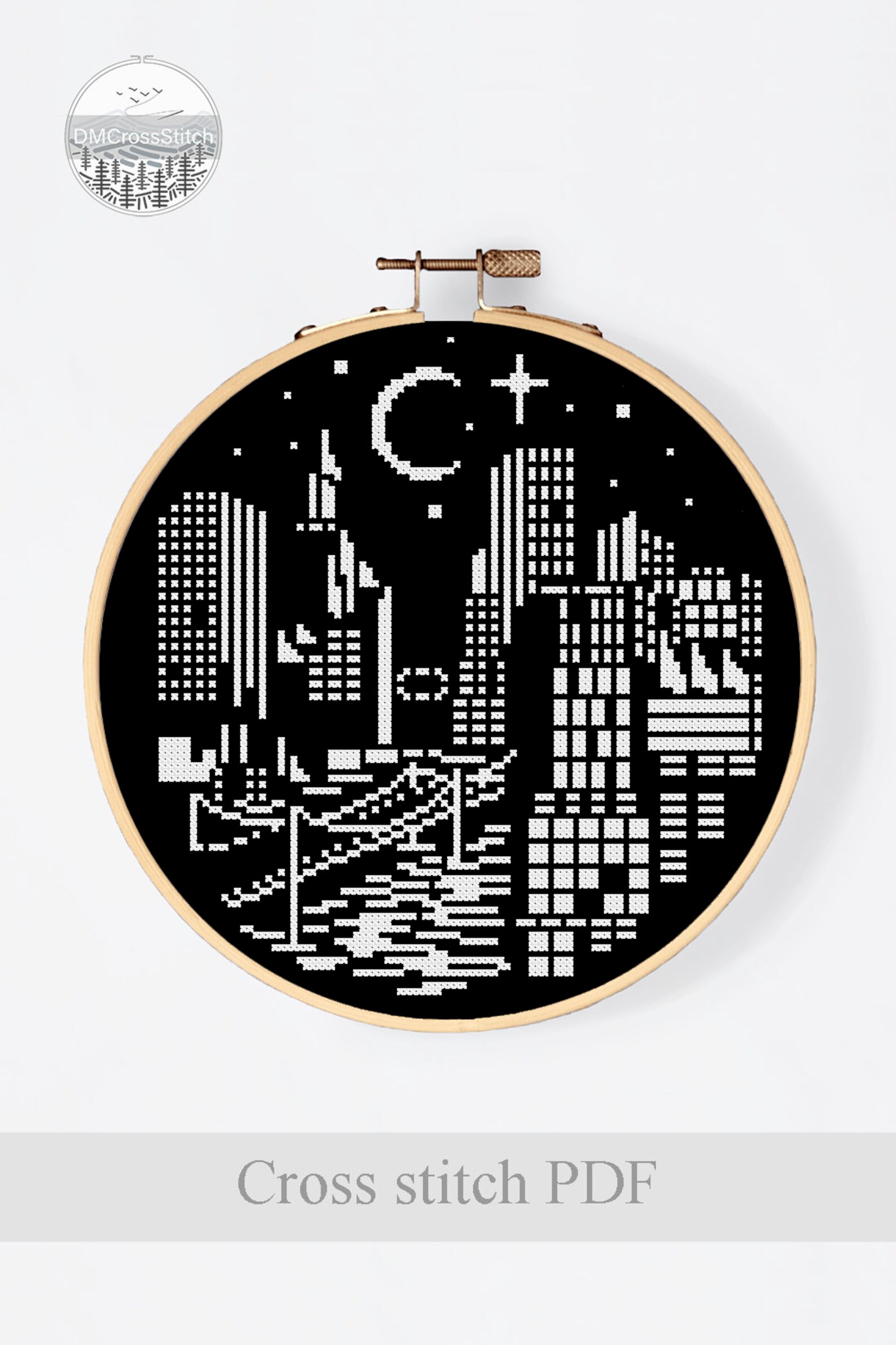 Night City Modern Cross Stitch Pattern PDF Landscape Counted - Etsy