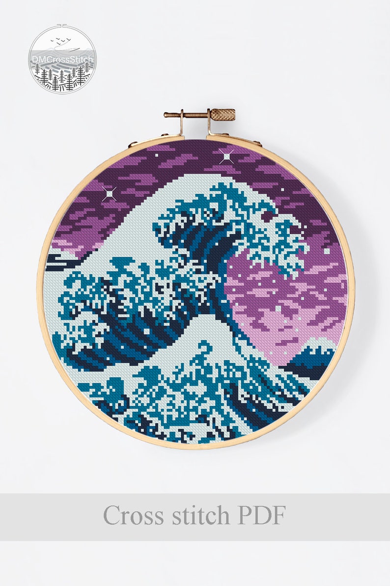 Waves Modern Cross Stitch Pattern PDF Sea Landscape Counted | Etsy