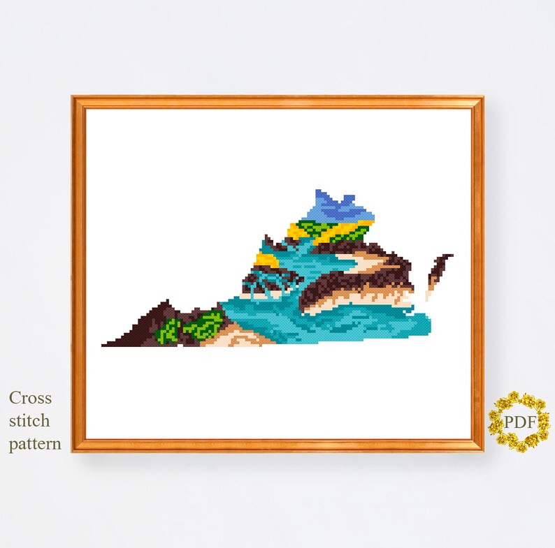 Virginia State Map Modern Cross Stitch Pattern PDF Landscape - Etsy