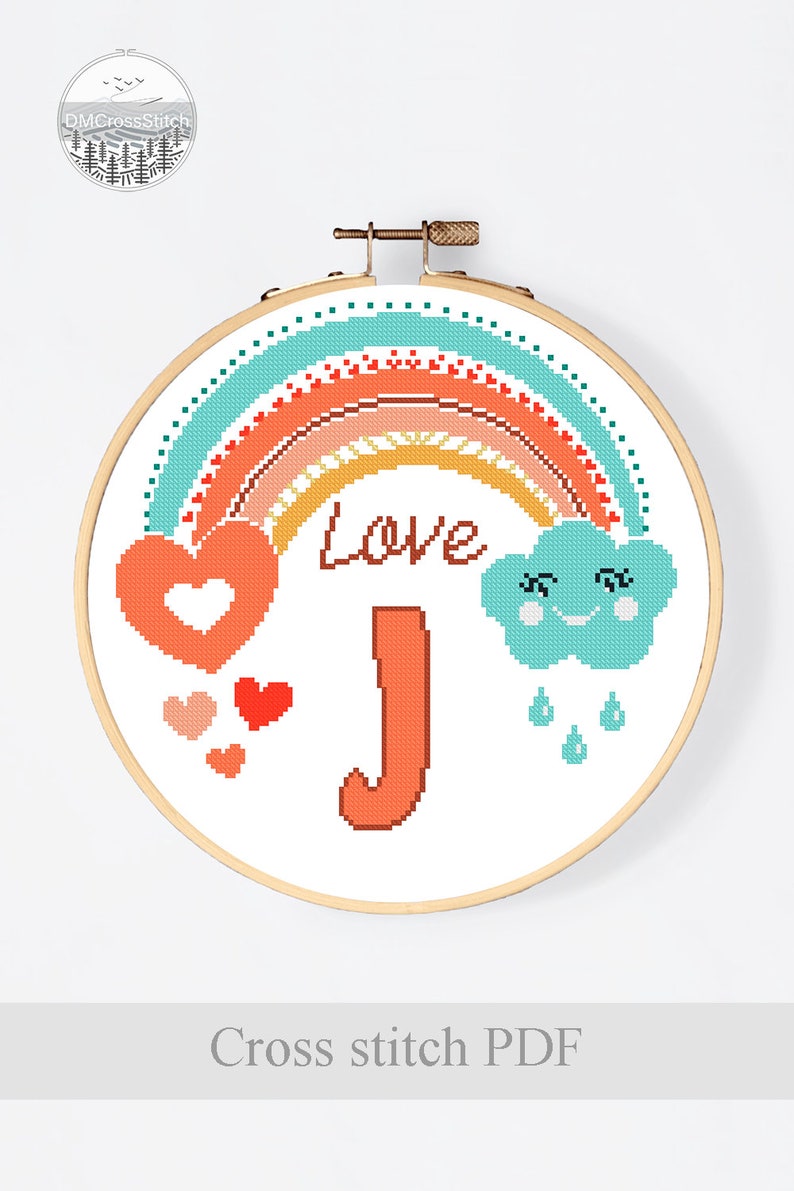 Letter J Modern Cross Stitch Pattern PDF Monogram Baby - Etsy