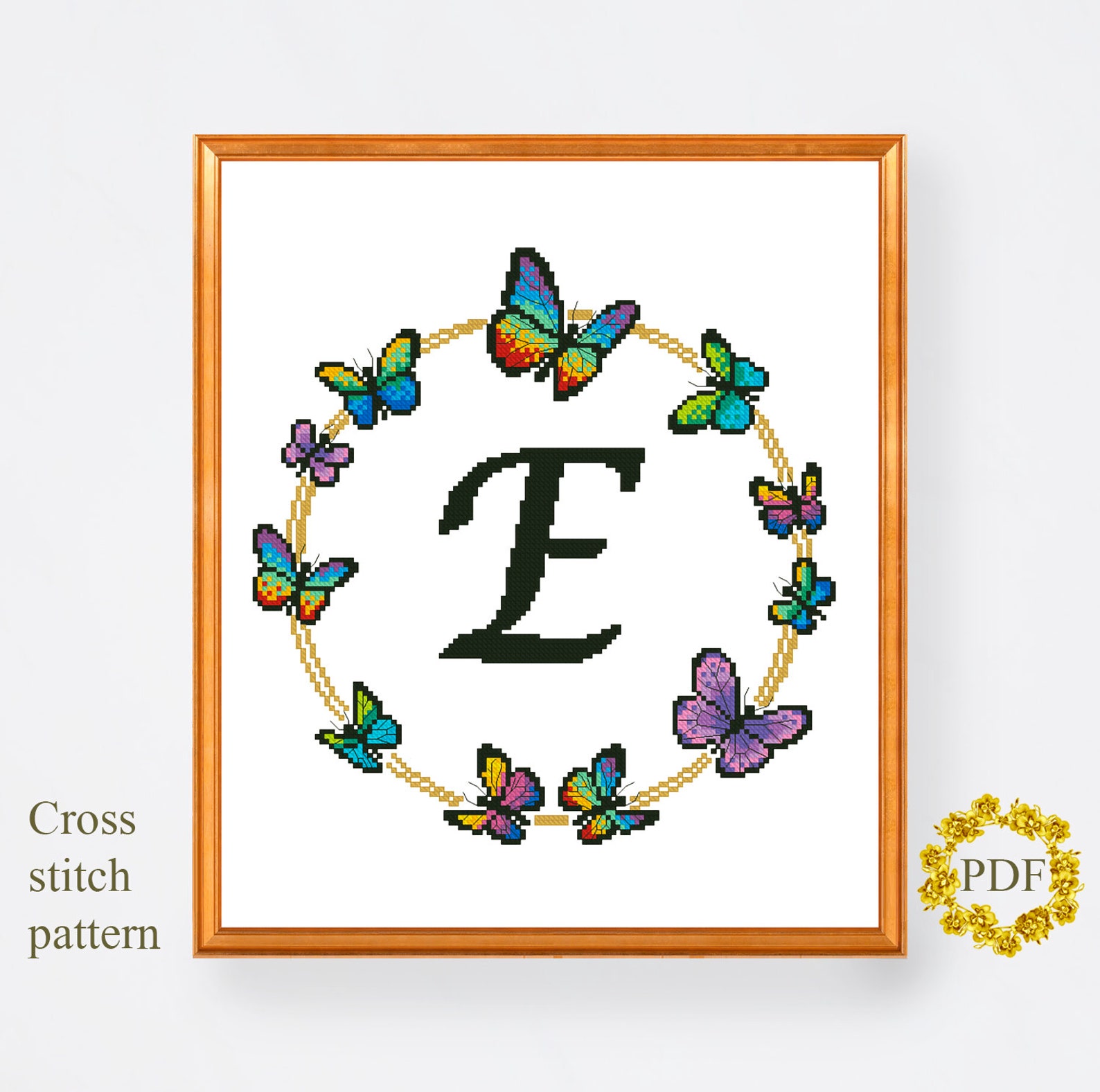Letter E Modern Cross Stitch Pattern PDF Monogram Baby - Etsy