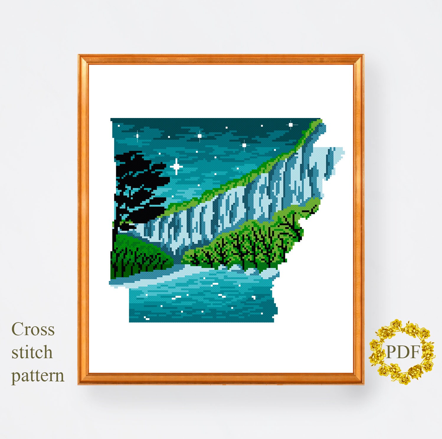 Arkansas State Modern Cross Stitch Pattern PDF, Map USA Counted Cross ...