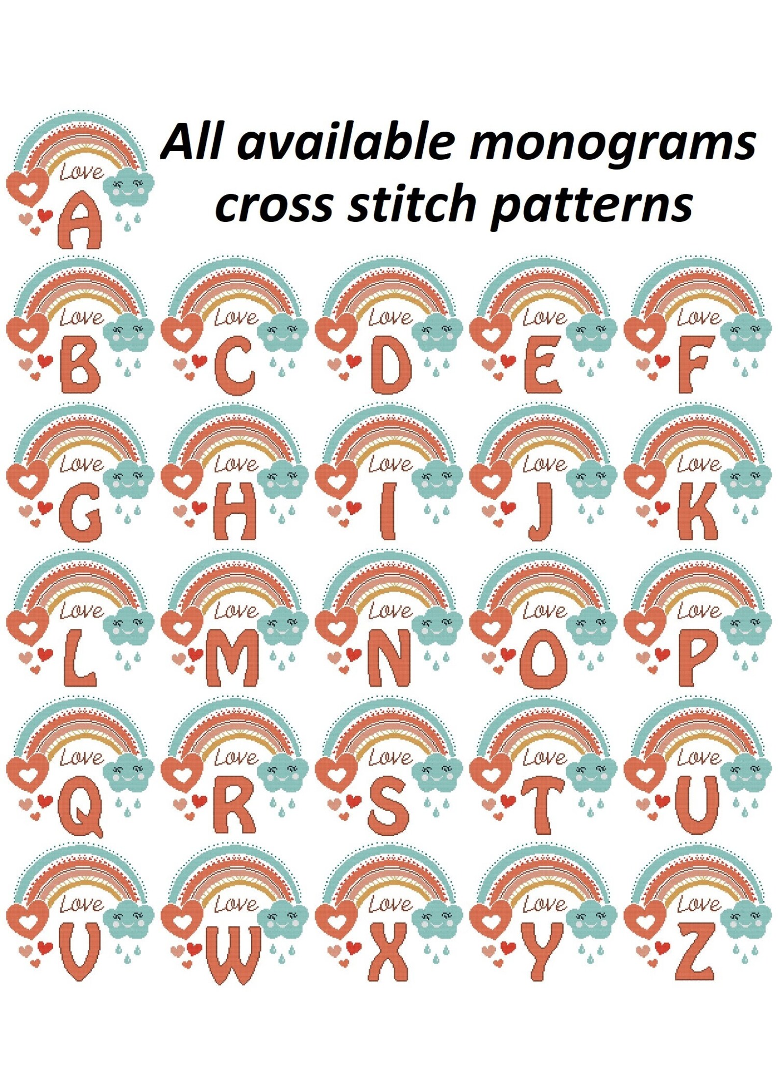 Letter L Modern Cross Stitch Pattern PDF Monogram Baby - Etsy
